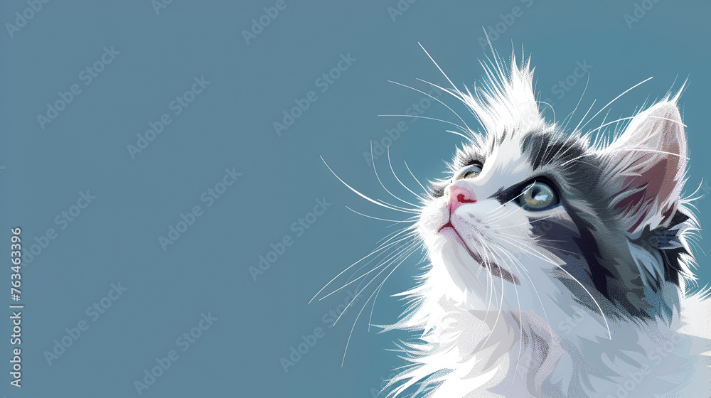 cat taking a walk copy space isolated background She-cat lifted her ...