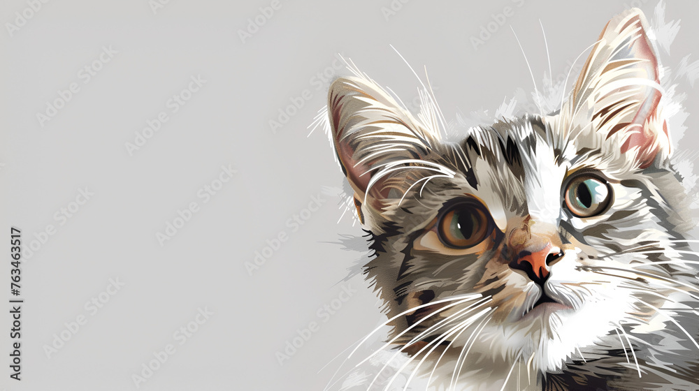 cat taking a walk copy space isolated background She-cat lifted her ...