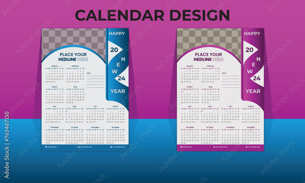 Wall Calendar for 2024 Wall calendar template design for 2024, 2024 ...