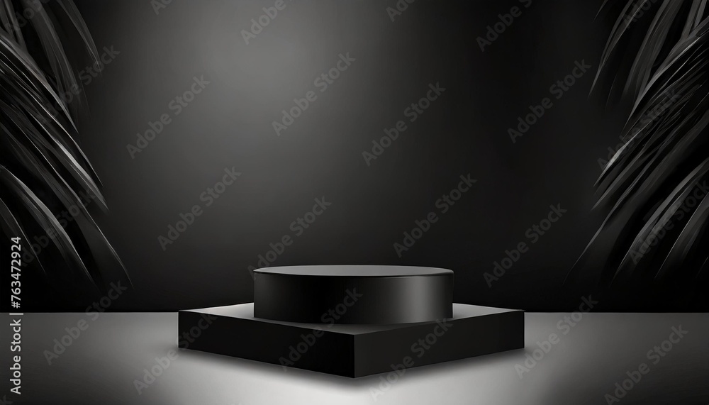 empty black 3d podium luxury platform scene modern background of ...