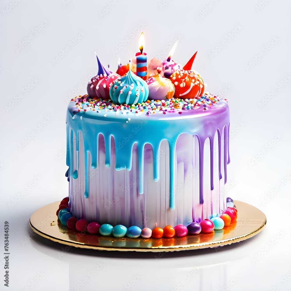 Cake Design, multicolor cake nice design with sugar flowers, birthday ...