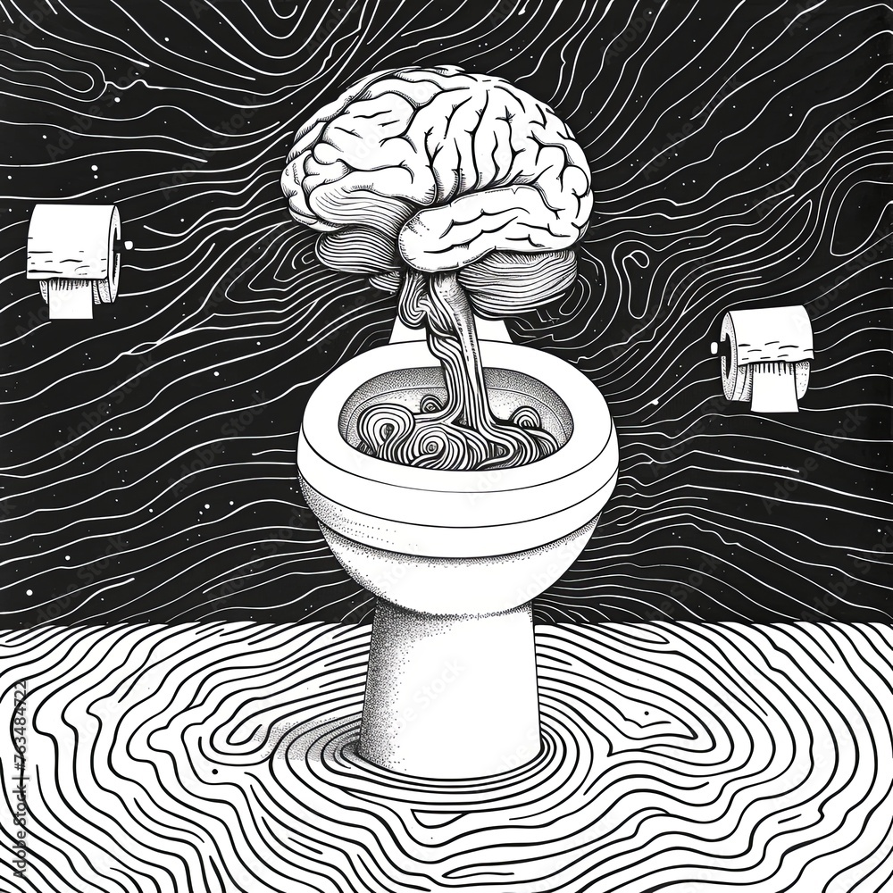 The brain flushes down the toilet or the brain grows out of the toilet ...