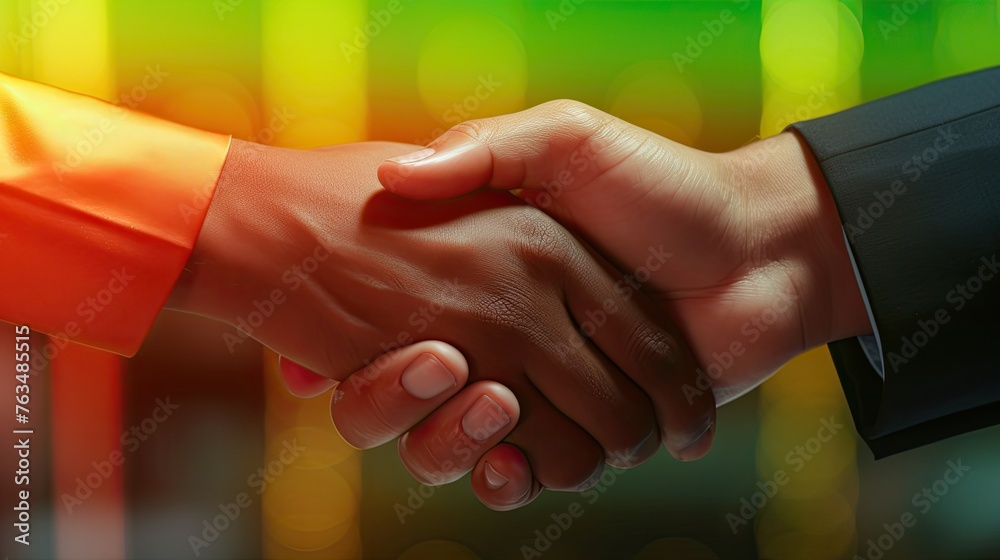 A handshake between a black man and a white man. The idea of racial ...