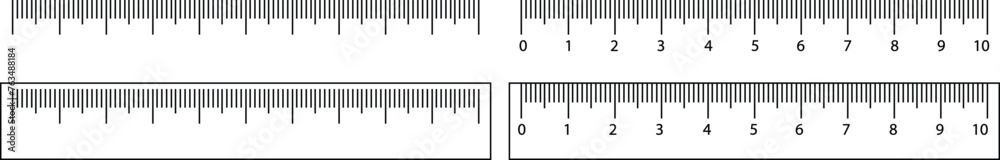 Set of scale with 6 inch, 15 centimeter with markup and numbers ...