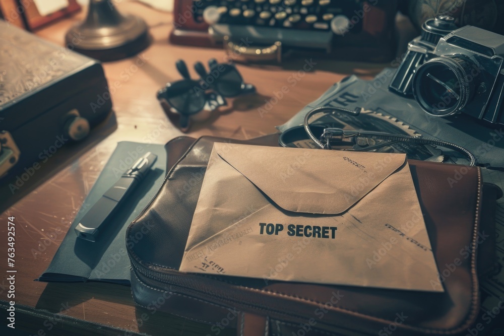 A mysterious envelope marked "TOP SECRET" on a desk, which hints at ...