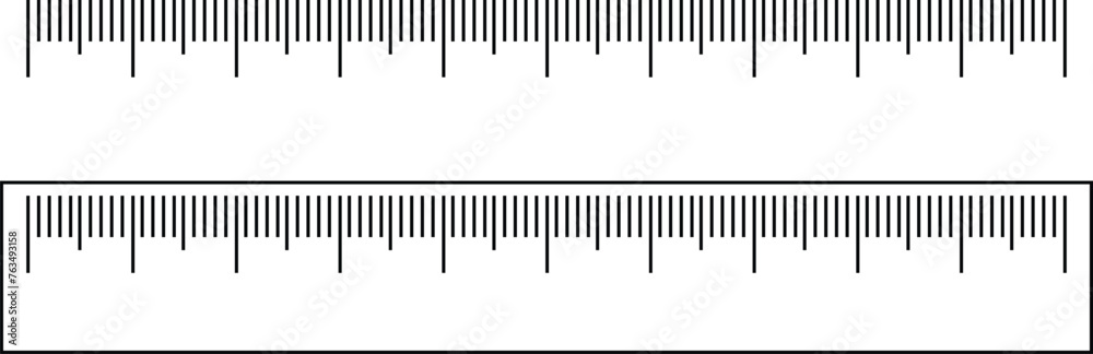 Set of scale with 6 inch, 15 centimeter with markup and numbers ...