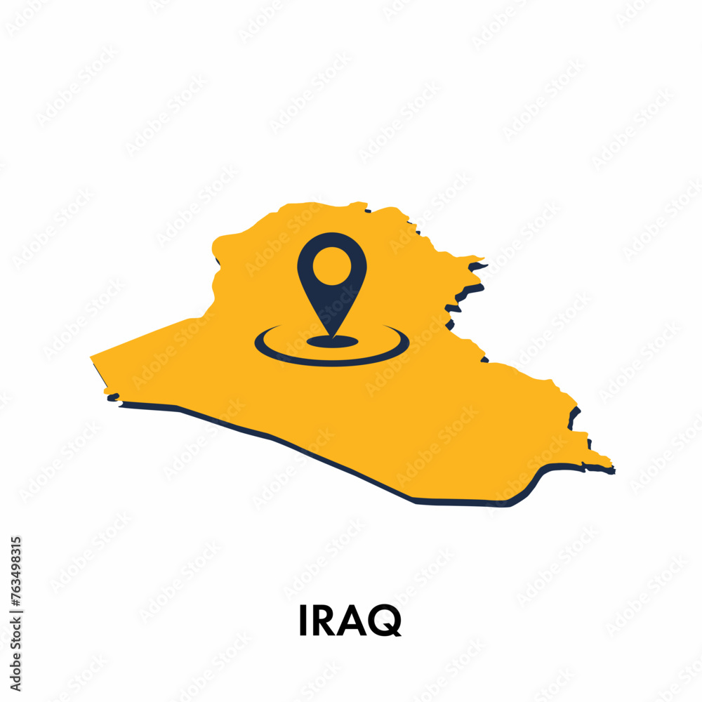 Iraq map with location PIN isolated on white background, Concept of ...