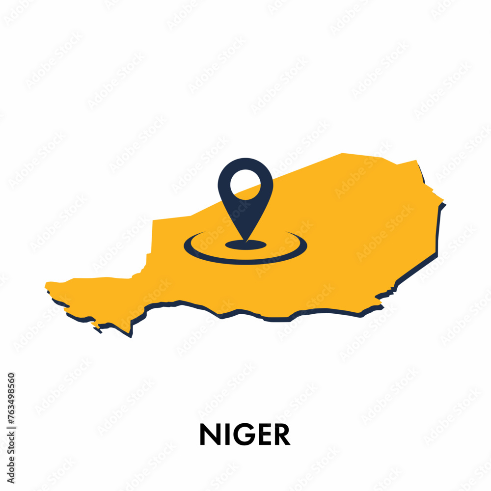 Niger map with location PIN isolated on white background, Concept of ...