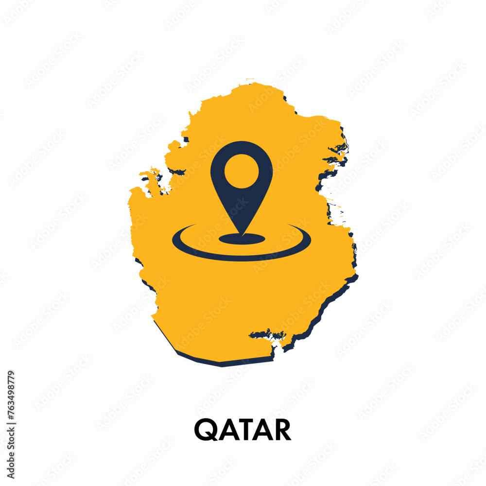 Qatar map with location PIN isolated on white background, Concept of ...