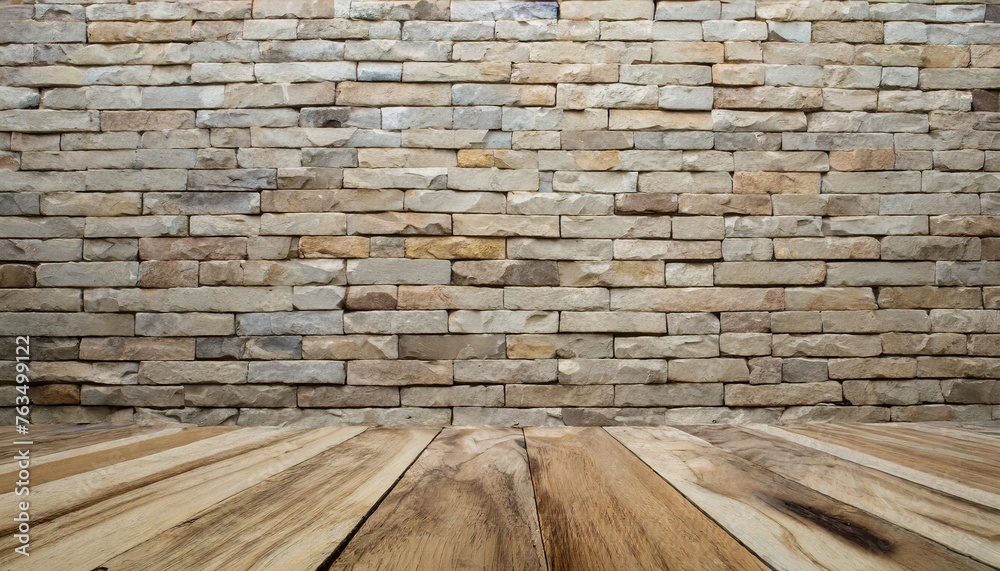 empty background of wide cream brick wall texture beige old brown brick ...