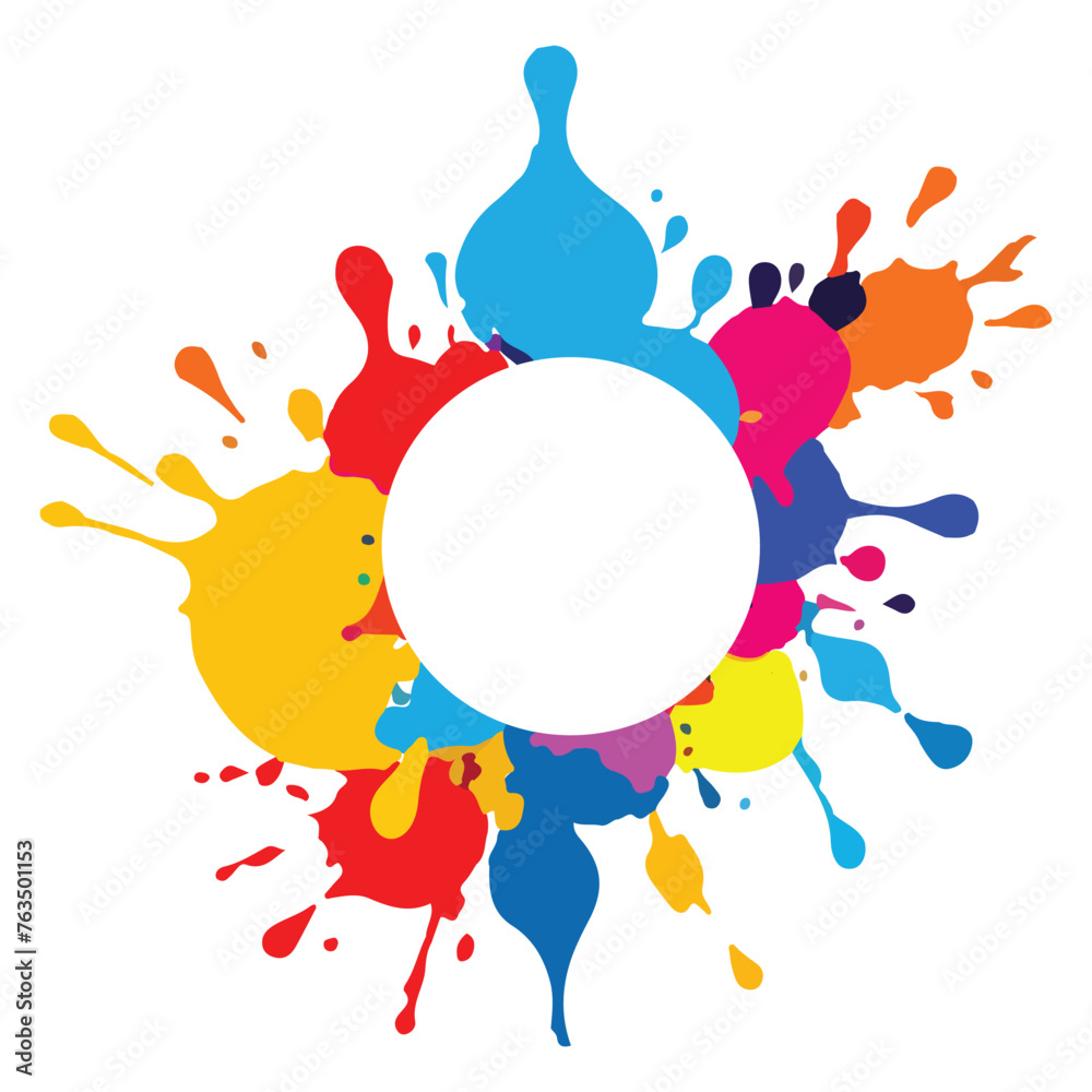 Vector color ink blot splash for round paint text space background Art ...