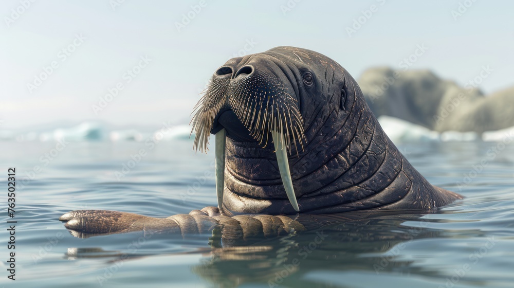 Walrus: a marine mammal with brown fur that likes to sunbathe. It is ...