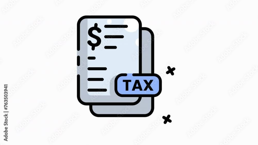 Tax pay icon animation isolated alpha channel. Animated line tax form ...