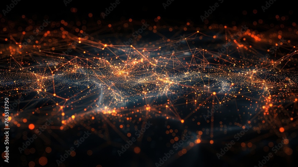 Network: A digital map of interconnected nodes and lines Stock ...