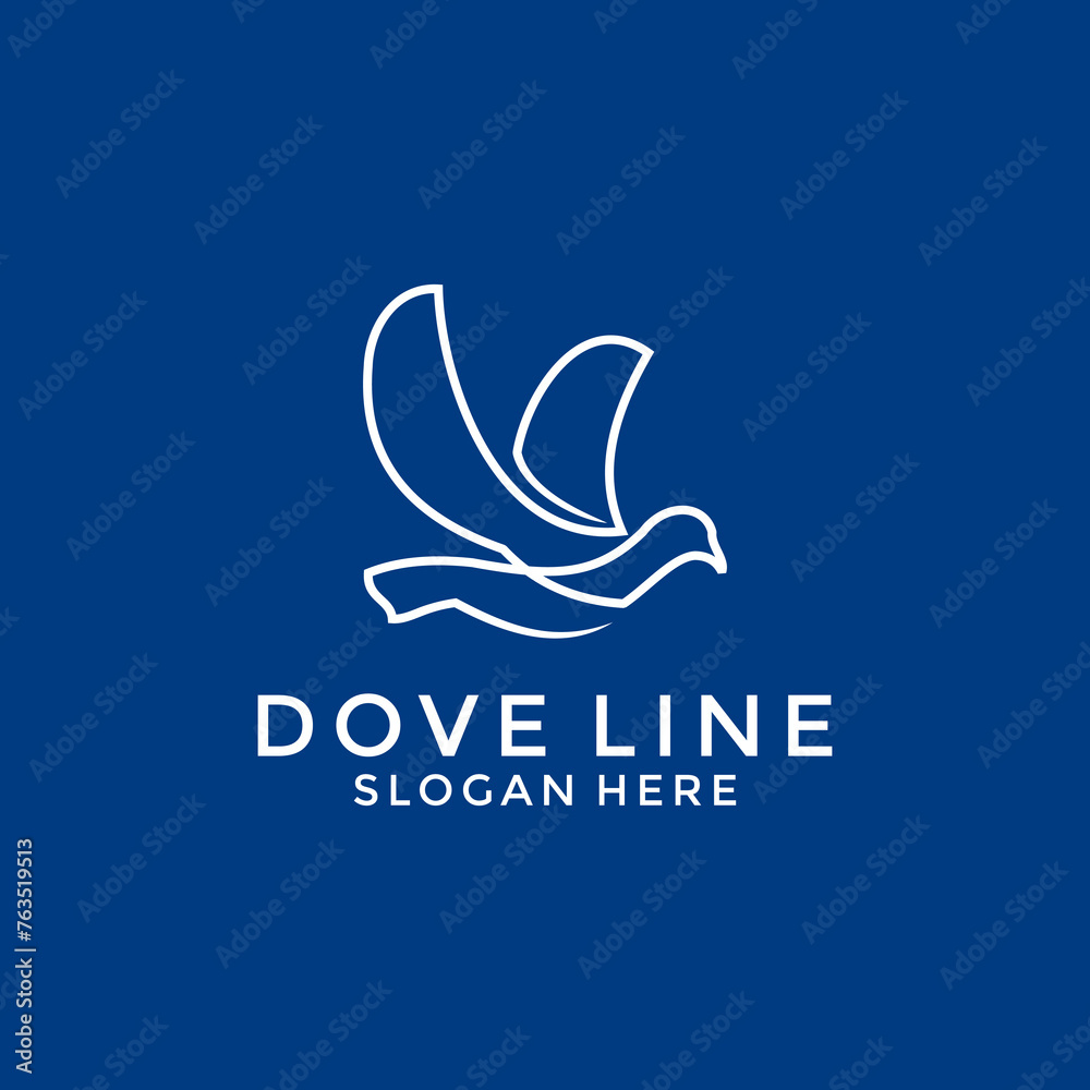 Bird dove icon logo vector, line art dove logo design template Stock ...