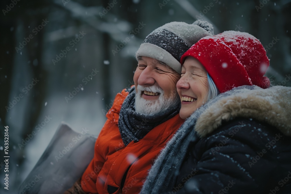 A couple's joy is evident as they embrace the cold and each other in ...