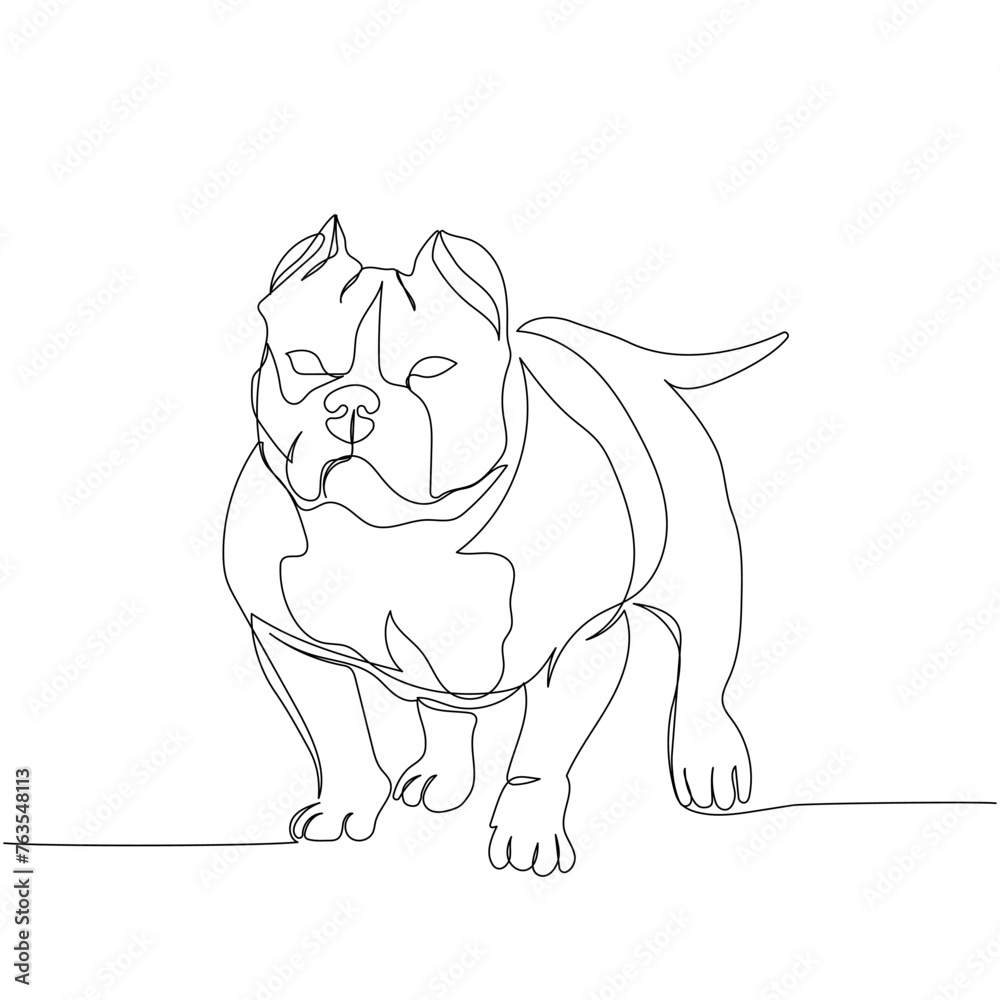 American Bully, Bully XL, XXL, dog breed, companion dog one line art ...