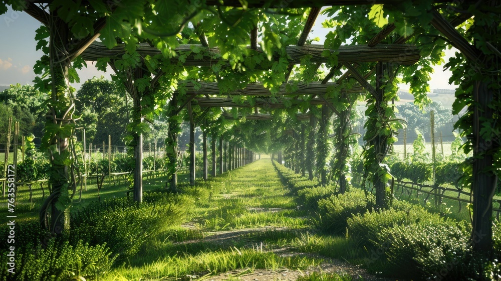 height of the vine trellises and showcase their architectural beauty ...