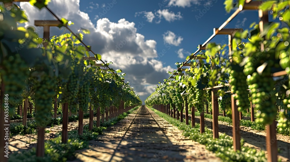 height of the vine trellises and showcase their architectural beauty ...