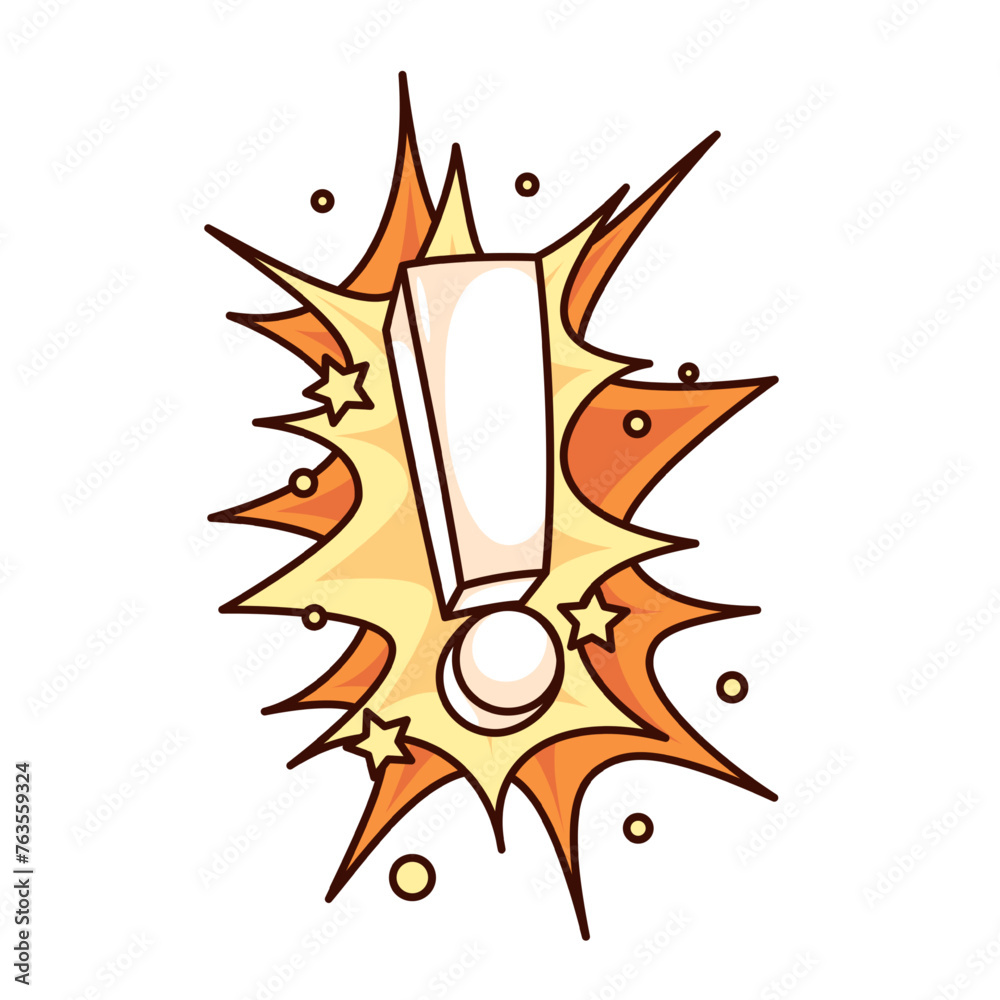 Groovy cartoon exclamation point with pop art speech bubble. Funny ...