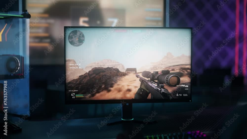 Player uses sniper rifle weapon scope to find and shoot explosive ...