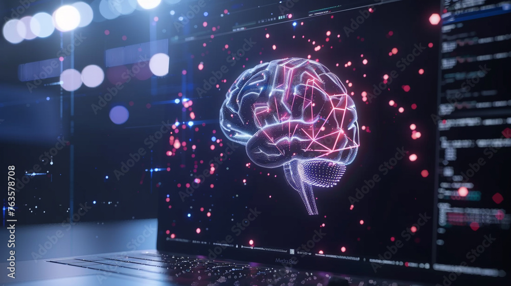 Artificial intelligence technology concept on laptop screen showing AI ...