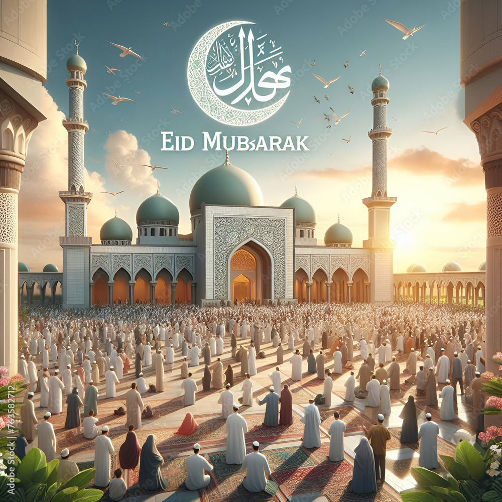 Eid ul Adha Mubarak,Eid Mubarak greeting Card Illustration, ramadan ...