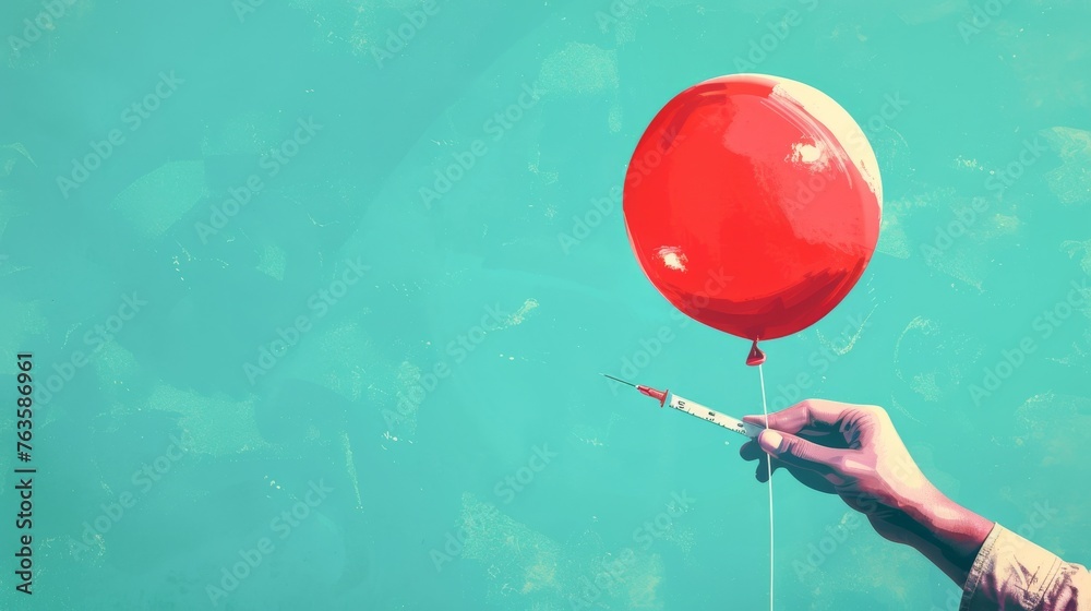 An illustration of stress being eliminated, depicted by a hand pricking ...