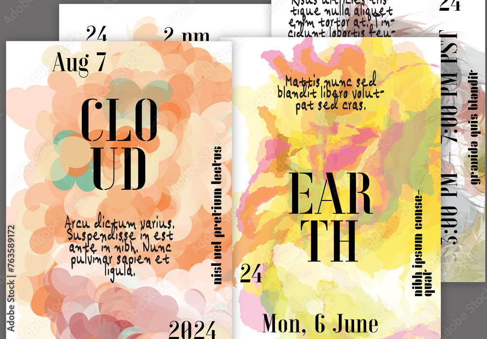 A4 Flyer With Transparent Overlapping Shapes Creating Vector Watercolor ...