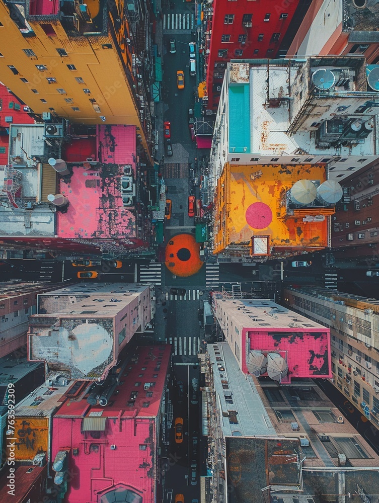 Illustrate the evolution of urban art projects through an aerial ...