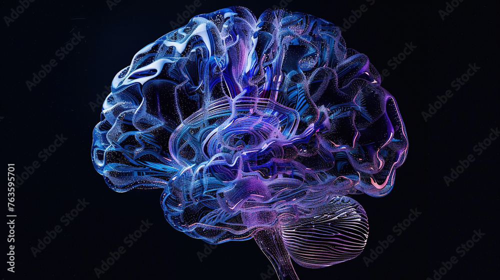 Enhanced cerebral cortex, detailed lobes of the brain, neural ...