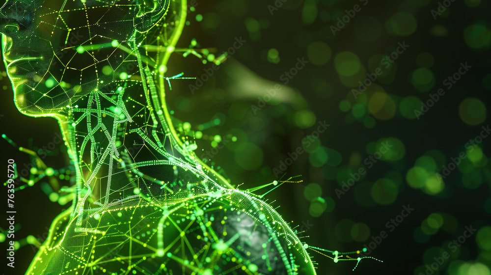 Luminous lymphatic system, immune response visualization, lymph nodes ...