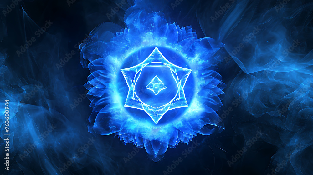 Vishuddhi throat chakra represented in a vibrant vector illustration ...