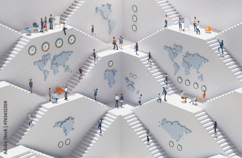 Business people working together for global company. Abstract ...