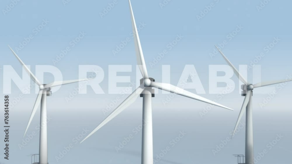 Highlighting the Blades of the Huge Wind Turbine. Spinning Creates a ...