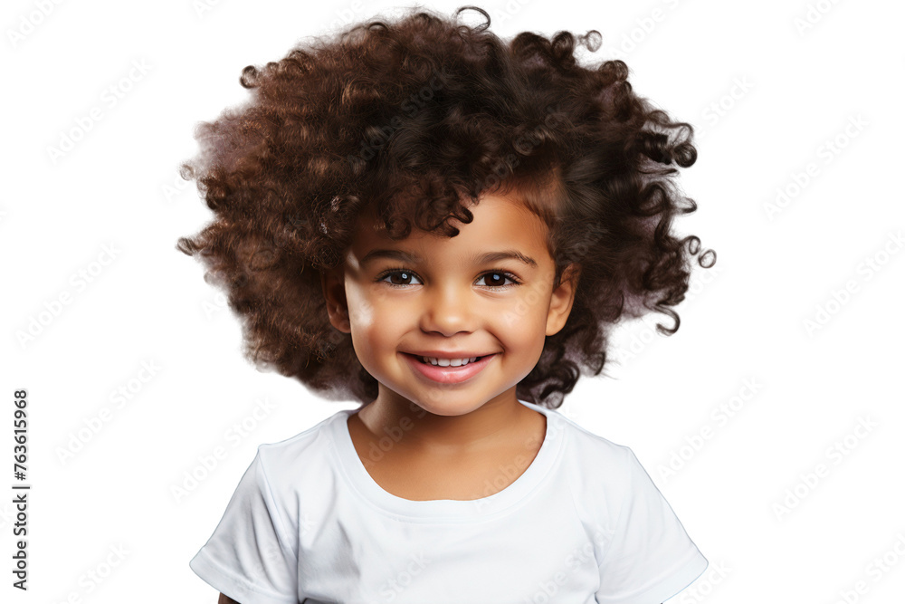 Portrait of an African American child with afro hair, happy kid smiling ...