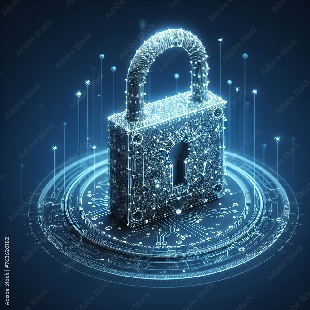 Unbreachable Defense: Detailed Cybersecurity Lock and Motherboard ...
