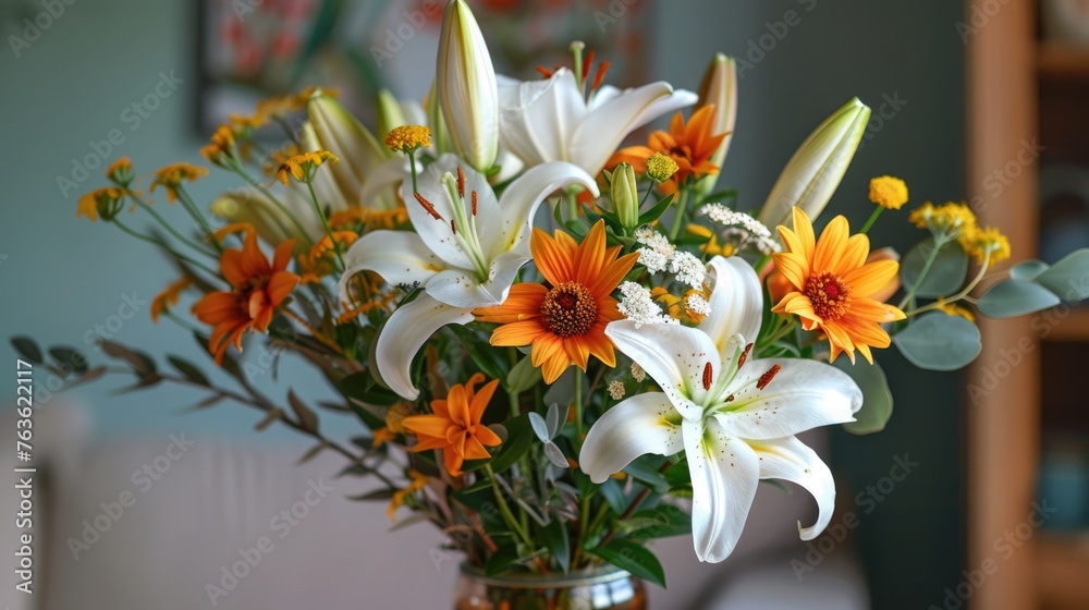 Preparing a bouquet of lilies and wildflowers for a Saint Joseph's Day ...