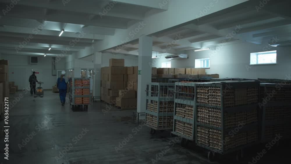 Industrial factory warehouse used for storage of freshly made chicken ...