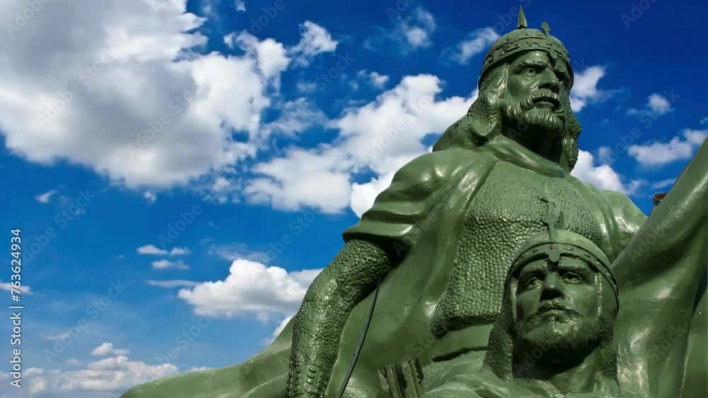 Vidéo Stock Saladin or Sultan Salahuddin Ayyubi statue in Damascus ...