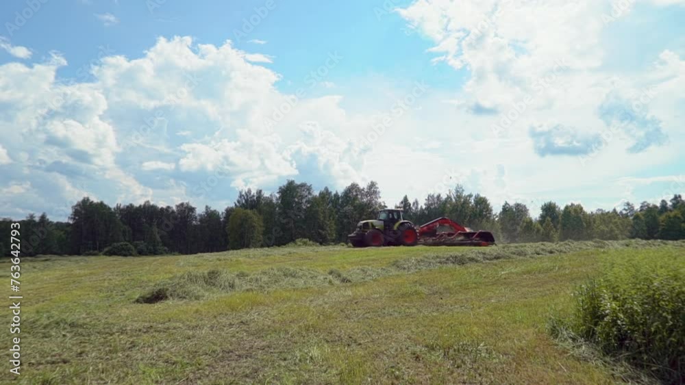 Agriculture Industry Tractor Equipped With Harrow Breaking Up Soil Of ...