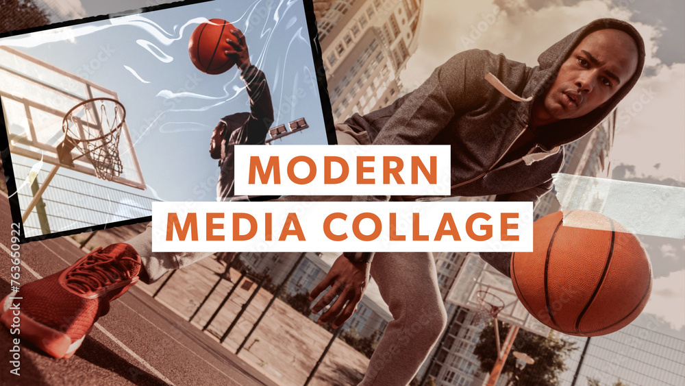 Plastic Wrap Media Replace Collage With Logo Stock Template | Adobe Stock