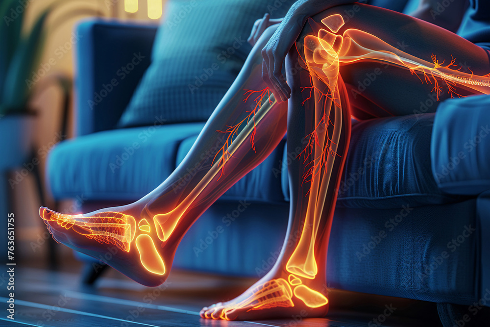 person with pain in his knee, body with pain in the knee, man holding ...