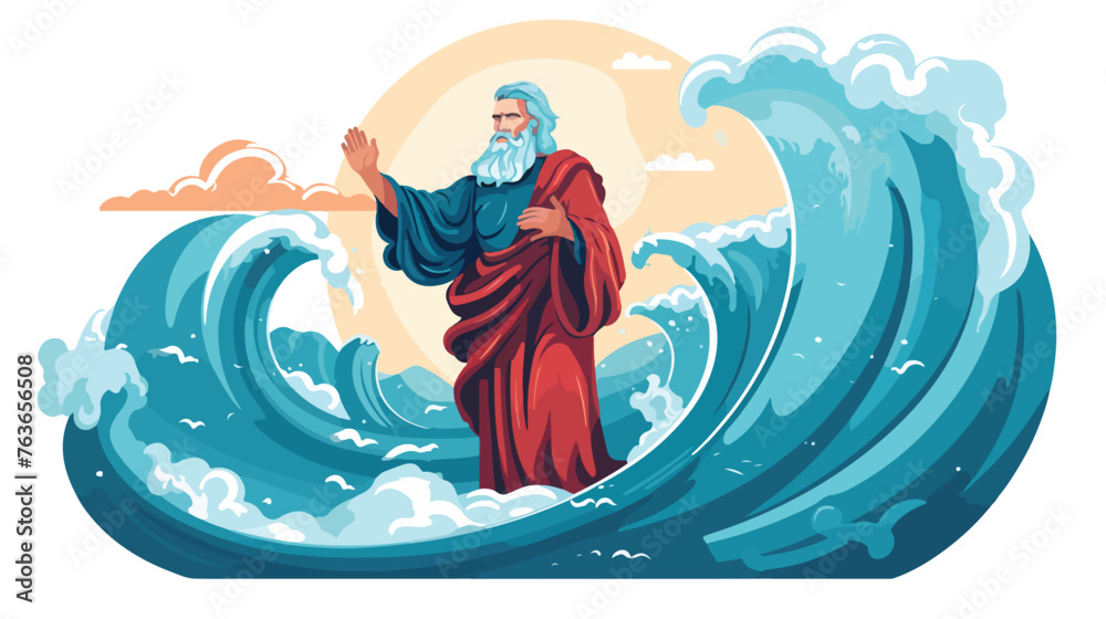 Moses Parting the Sea A Vector Cartoon Illustration Stock Vector ...