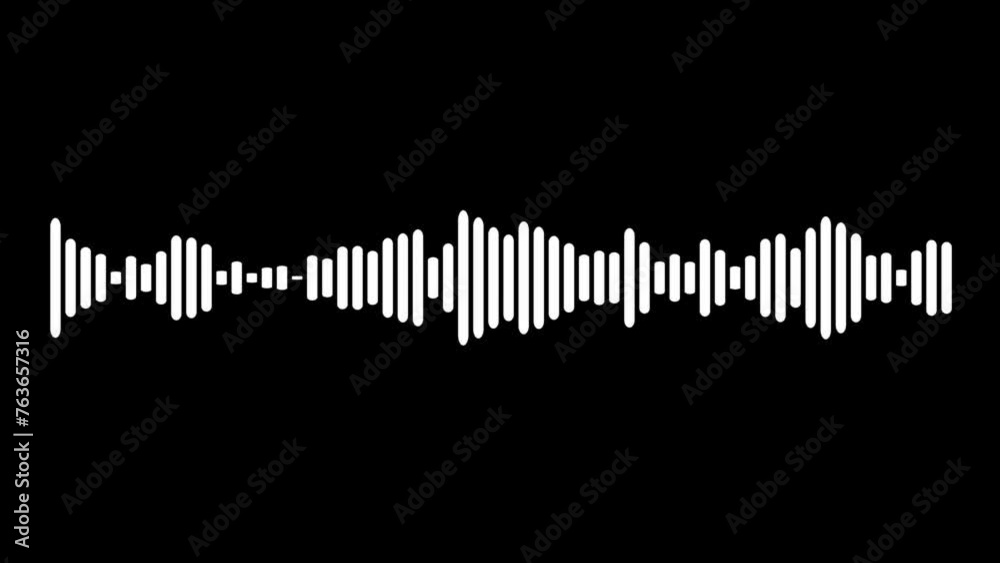 Minimalist wave form Audio Isolated black background. White and black ...