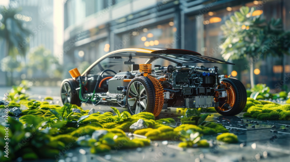Advancements in green technology, featuring electric vehicles car and ...