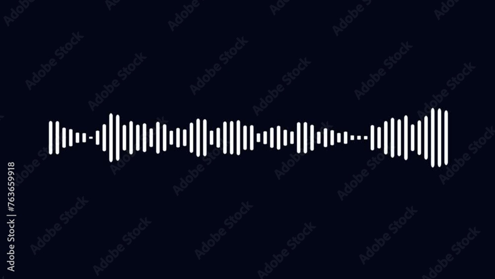 Minimalist wave form Audio Isolated black background. White and black ...
