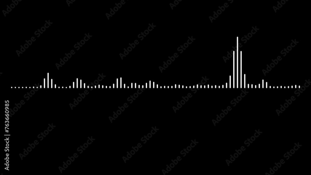 Minimalist wave form Audio Isolated black background. White and black ...