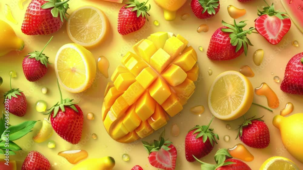 Summer background made of fruits and space area, food summer, food ...