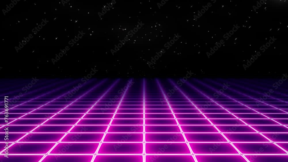 Retro-futuristic animation: a neon grid, evoking 1980s vaporwave ...